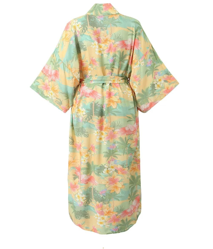 Palm Beach Boho Floral Print Maxi Robe – Queen Boheme