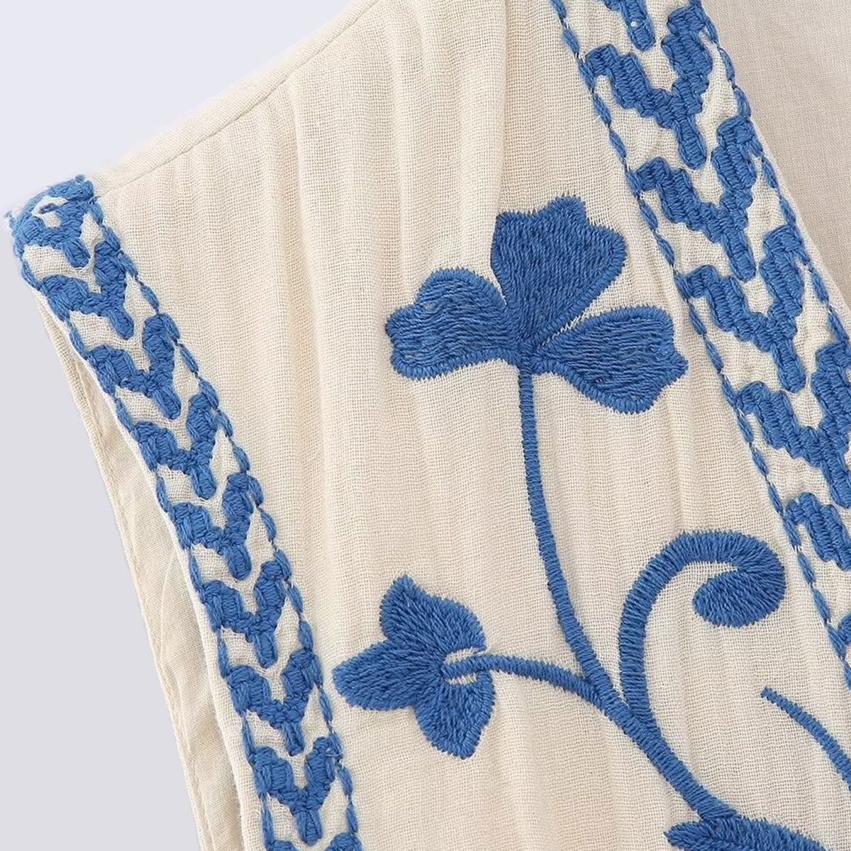 Blue Blooms Boho Floral Embroidered Vest – Queen Boheme