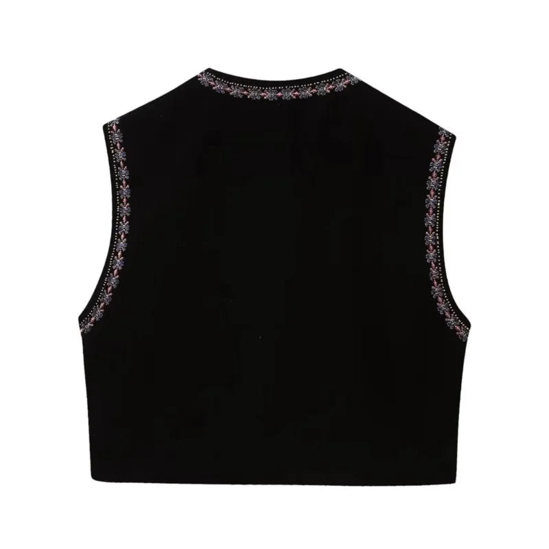 Black Shimmer Boho Sequin Embroidered Vest – Queen Boheme