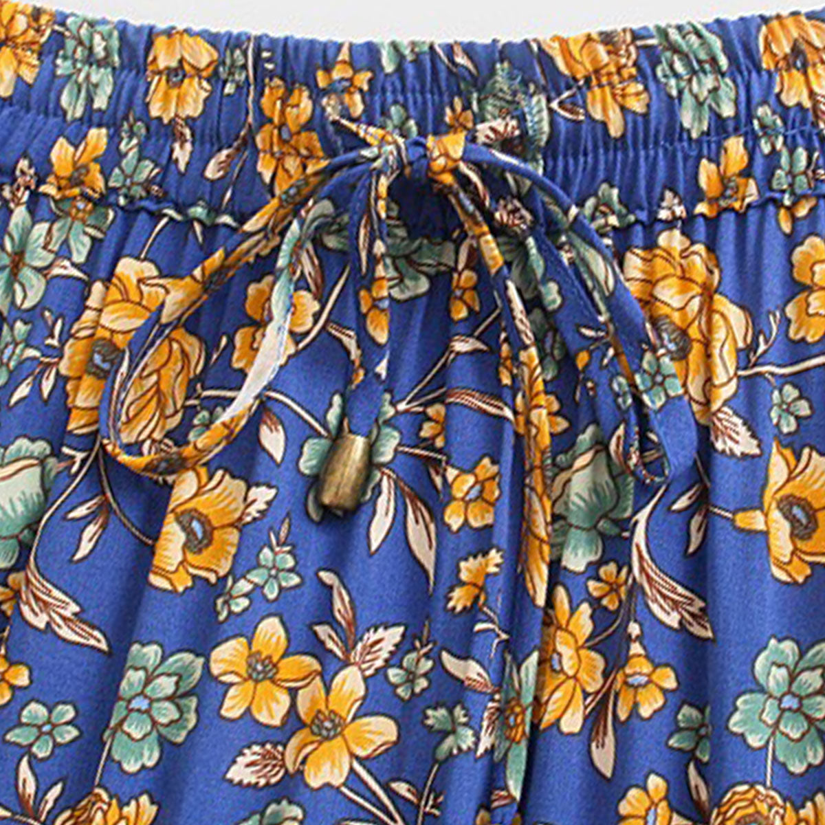 Cornflower Blue Boho Floral Print Midi Skirt – Queen Boheme
