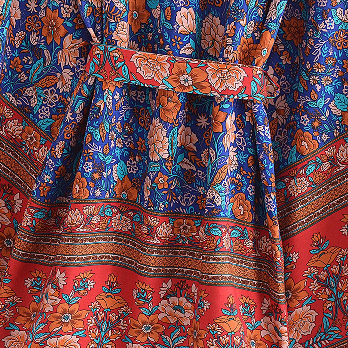 Sapphire Blue Boho Floral Print Short Robe – Queen Boheme