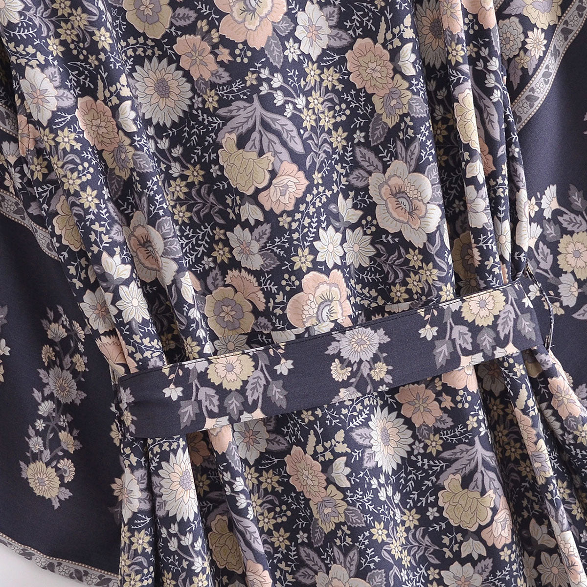 Nightfall Blue Boho Floral Print Maxi Robe – Queen Boheme