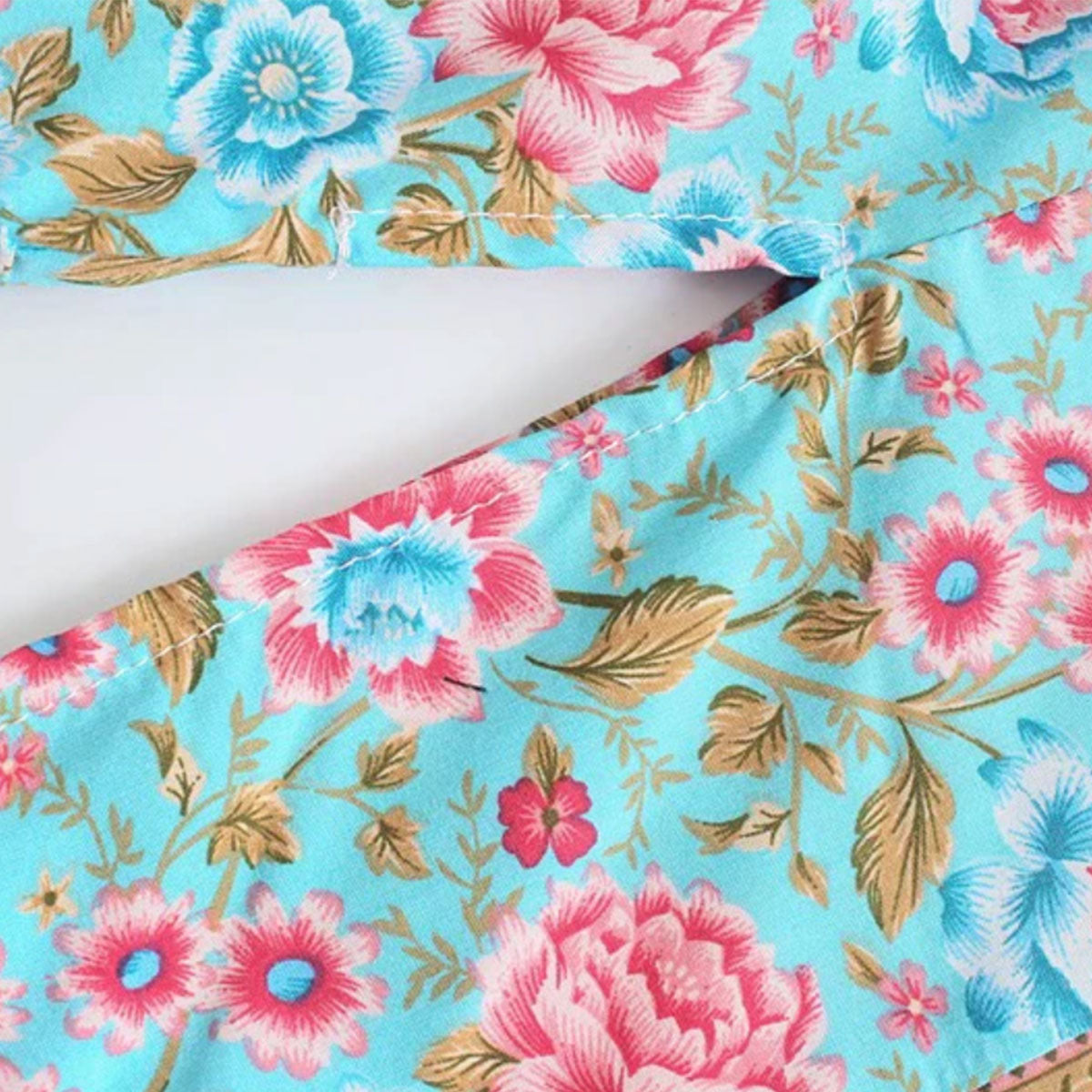 Sea Glass Blue Boho Floral Print Midi Robe – Queen Boheme
