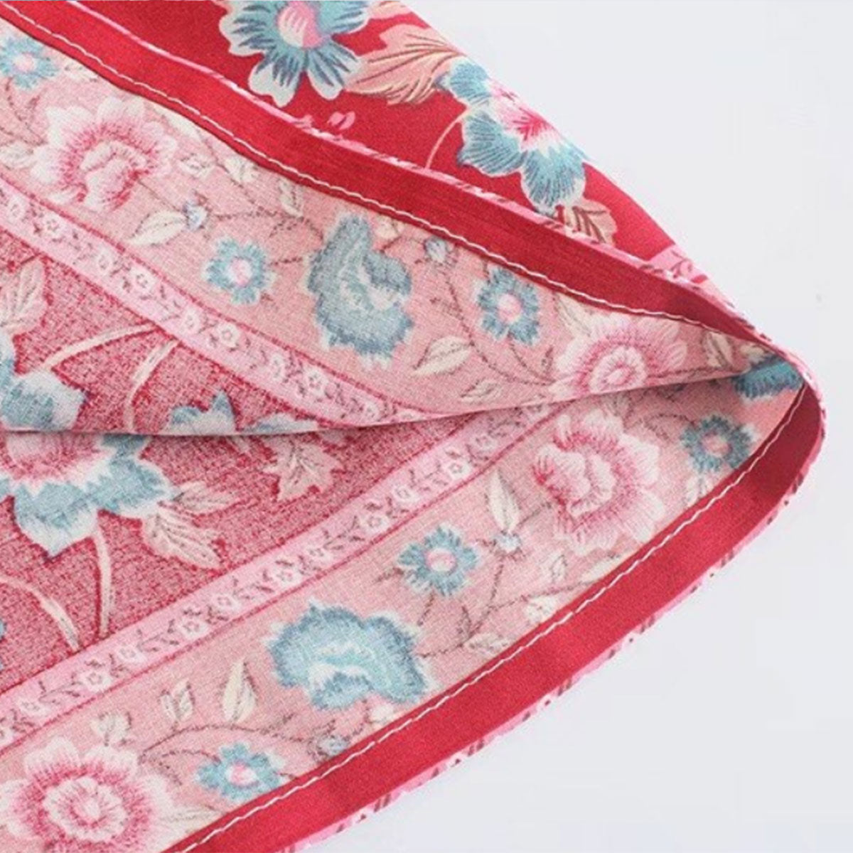 Rose Red Boho Floral Print Midi Robe – Queen Boheme