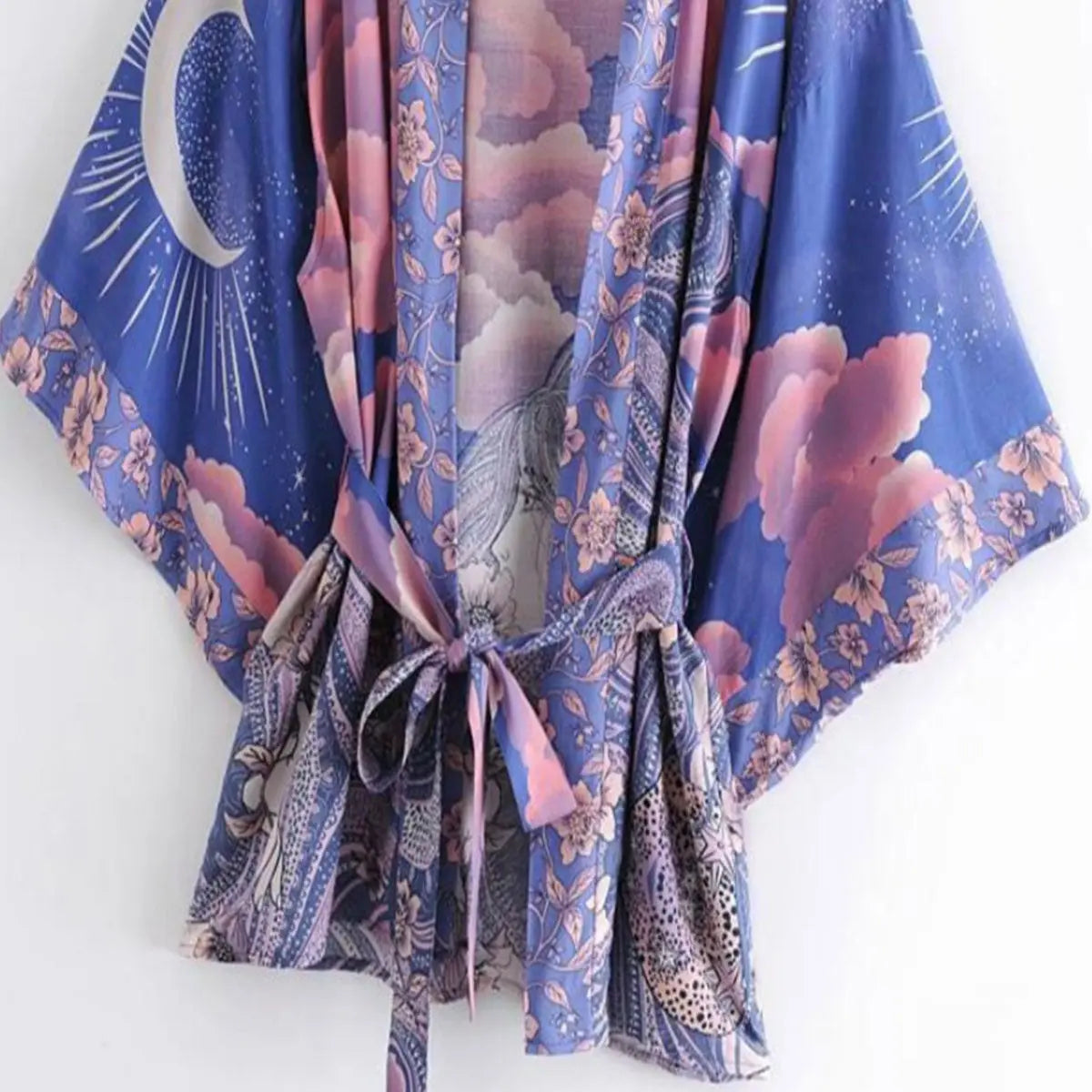 Moonstruck Indigo Goddess Boho Short Kimono Robe – Queen Boheme